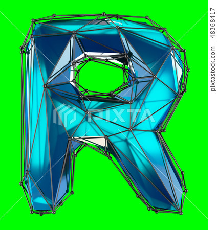 Capital latin letter R in low poly style blue... - Stock Illustration ...