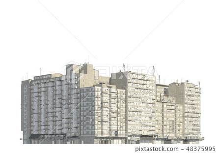 Slums buildings isolated on white background 3d... - Stock Illustration ...