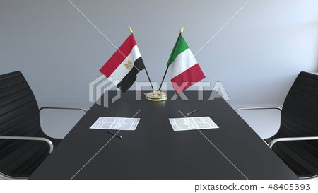 Flags of Egypt and Italy and papers on the...-插圖素材 [48405393] - PIXTA圖庫