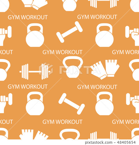 Sports seamless pattern Weightlifting equipment. - Stock Illustration ...