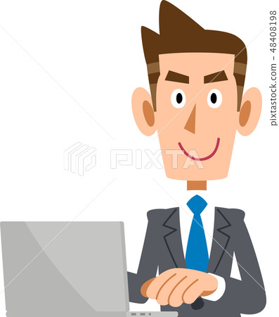 Businessman operating a personal computer - Stock Illustration ...