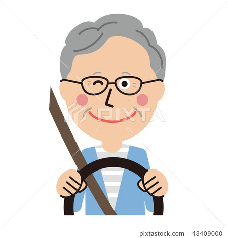 Pop senior man smiling and driving safely - Stock Illustration ...