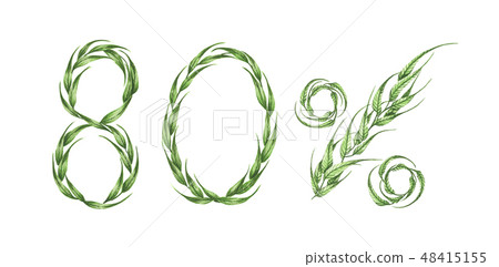 80% text, Eighty percent from green leaves. - Stock Illustration ...