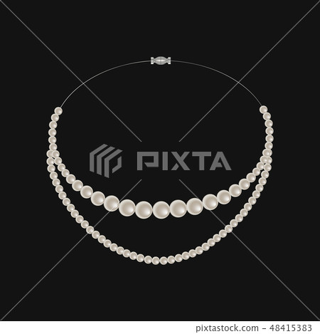 Realistic pearl necklace on black background - Stock Illustration ...