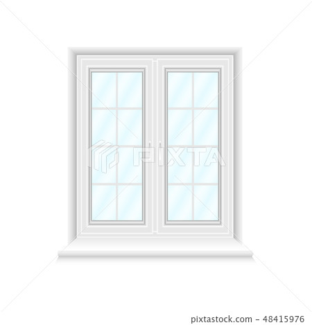 White double window frame with blue glasses - Stock Illustration ...