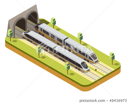 Train Railway Isometric Composition - Stock Illustration [48416973] - PIXTA