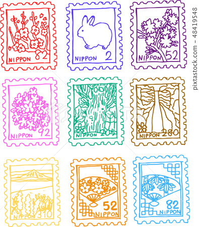 Stamp Japanese Letter Hand-drawn rough sketch - Stock Illustration ...