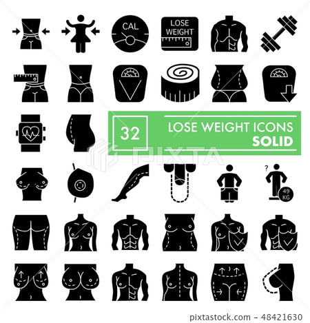 Lose weight glyph icon set, body symbols... - Stock Illustration ...