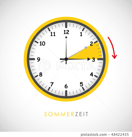 summer time clock daylight saving time with red... - Stock Illustration ...