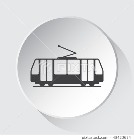 tram, streetcar - simple gray icon on white button - Stock Illustration ...