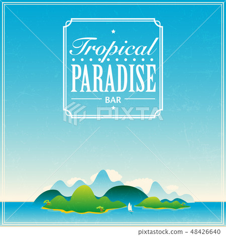 Beach bar party logo on tropical background - Stock Illustration ...