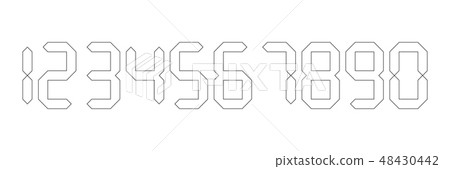 White digital numbers with black outline....-插圖素材 [48430442] - PIXTA圖庫