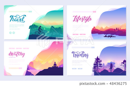 Sport rest day vector brochure cards set. ... - Stock Illustration ...