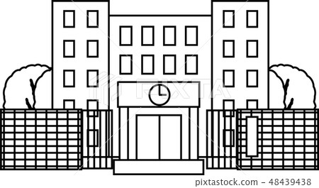 School building school building gate gate... - Stock Illustration ...