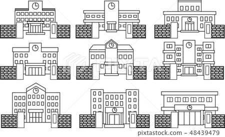 School building school building gate gate... - Stock Illustration ...