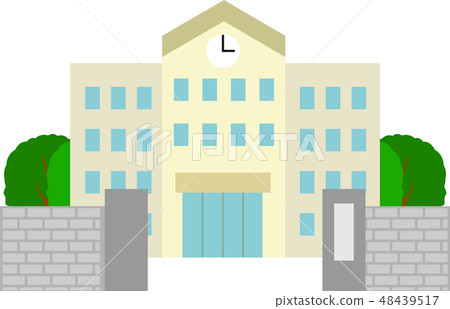 School building school building gate gate... - Stock Illustration ...