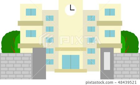School building school building gate gate... - Stock Illustration ...