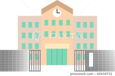 School building school building gate gate... - Stock Illustration ...