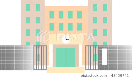 School building school building gate gate... - Stock Illustration ...