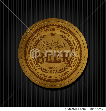 Craft beer brewery logo on round label background - Stock Illustration ...