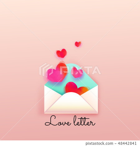 Happy valentine's day. Love letter pastel color. - Stock Illustration ...