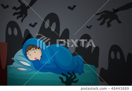 A boy having nightmare - Stock Illustration [48443889] - PIXTA