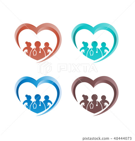 Elderly healthcare heart shaped logo. -插圖素材 [48444073] - PIXTA圖庫