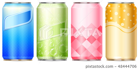 Different label designs on aluminum cans - Stock Illustration [48444706 ...