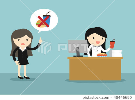 Do not eating while working. - Stock Illustration [48446690] - PIXTA