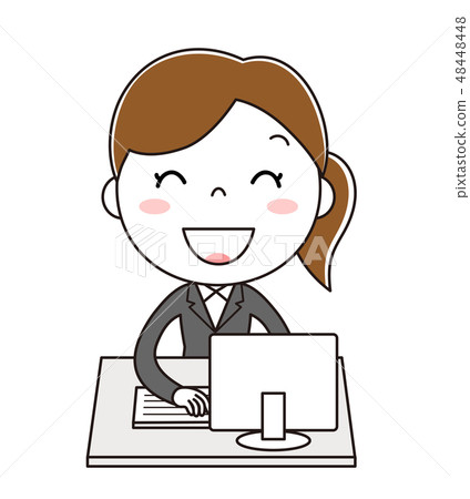 Clipart Lady At Computer