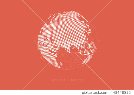 Simple Globe shape, World map created from dots. - Stock Illustration ...