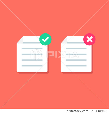 Document or Paper icon with Check mark. cross sign - Stock Illustration ...