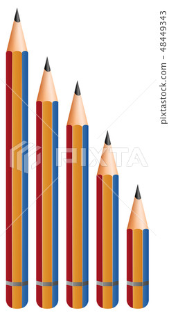 Different sizes of pencils on white background - Stock Illustration ...