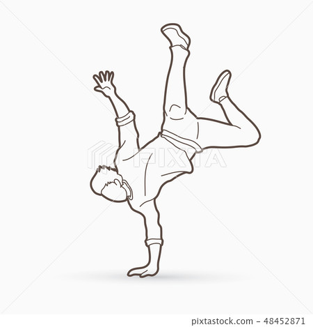 Street dance, B boys dance, Dancing action graphic - Stock Illustration ...