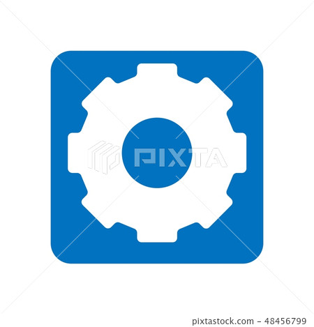 Blue gear icon. Simple flat design. - Stock Illustration [48456799] - PIXTA