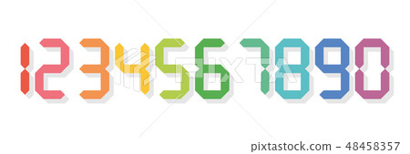 Colorful digital numbers. Seven-segment display... - Stock Illustration ...