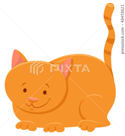 funny yellow cat cartoon animal character - Stock Illustration ...
