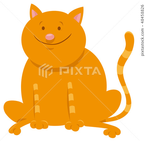 cute yellow cat cartoon animal character - Stock Illustration [48458826 ...
