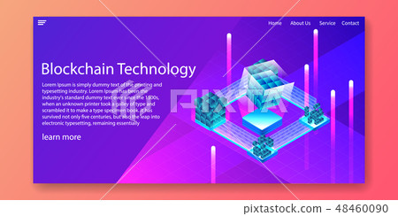 Blockchain Technology, Web template design. - Stock Illustration ...