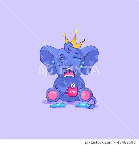 elephant calf crying sticker emoticon - Stock Illustration [48462598 ...