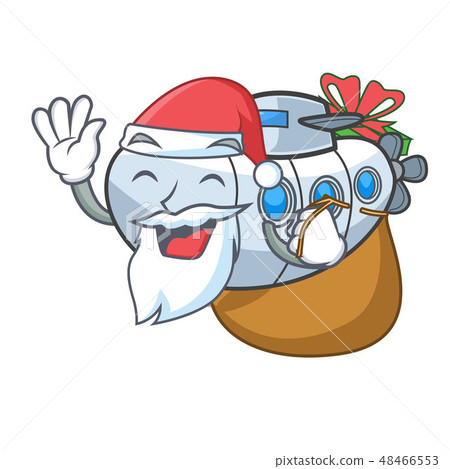 Santa with gift diving submarine in the mascot sea - Stock Illustration ...