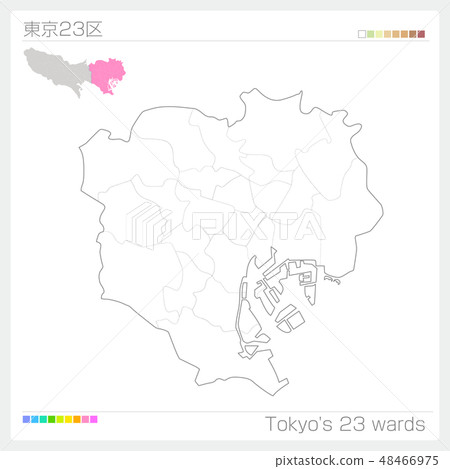 Map of Tokyo (Tokyo's 23 wards) - Stock Illustration [48466975] - PIXTA