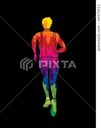 Athlete runner, A man runner back view vector - Stock Illustration ...