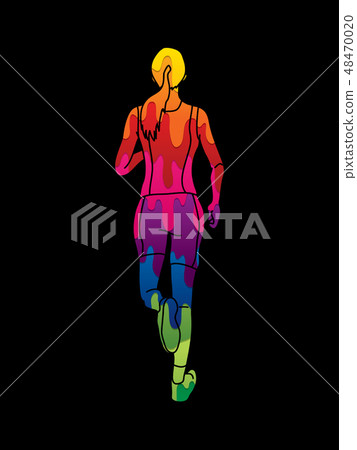 Athlete runner, A woman runner back view vector - Stock Illustration ...