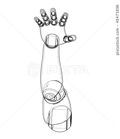 Robot hand outline. Vector rendering of 3d - Stock Illustration [48473896] - PIXTA