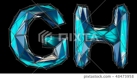Letter set G, H made of realistic 3d render... - Stock Illustration ...