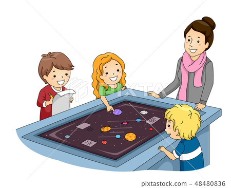 Kids Interactive Surface Table Astronomy - Stock Illustration [48480836 ...