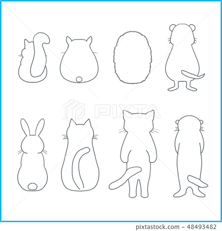 Cute animal rear view drawing material - Stock Illustration [48493482 ...