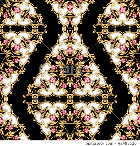 Seamless jewelry pattern with gems - Stock Illustration [48495526] - PIXTA