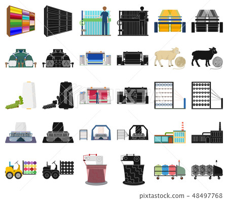 Textile industry cartoon,black icons in set... - Stock Illustration ...